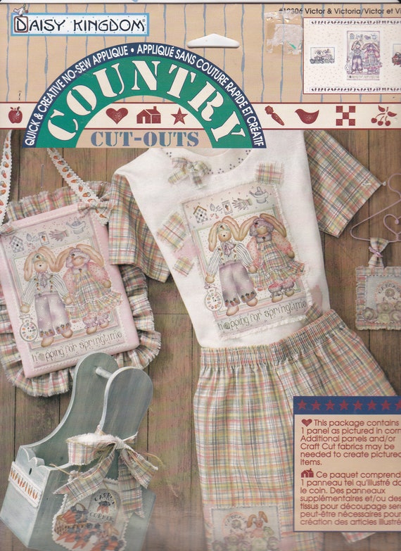 Daisy Kingdom Country Cut-Outs Victor and Victoria Bunny 12306 | Etsy