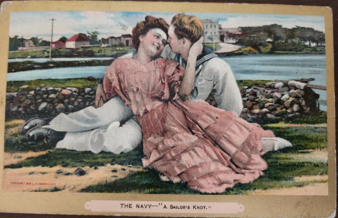 Vintage Navy Sailor Sweetheart Postcard: "the Navy A Sailors Knot ...