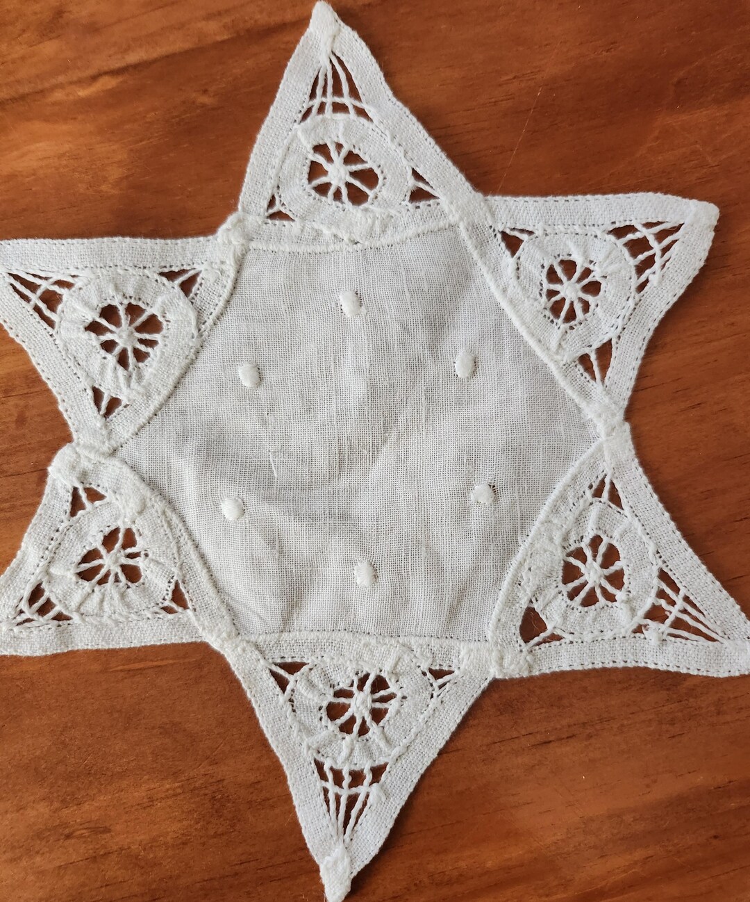 Star Shaped White Battenburg 7 Inch Doilie - Etsy