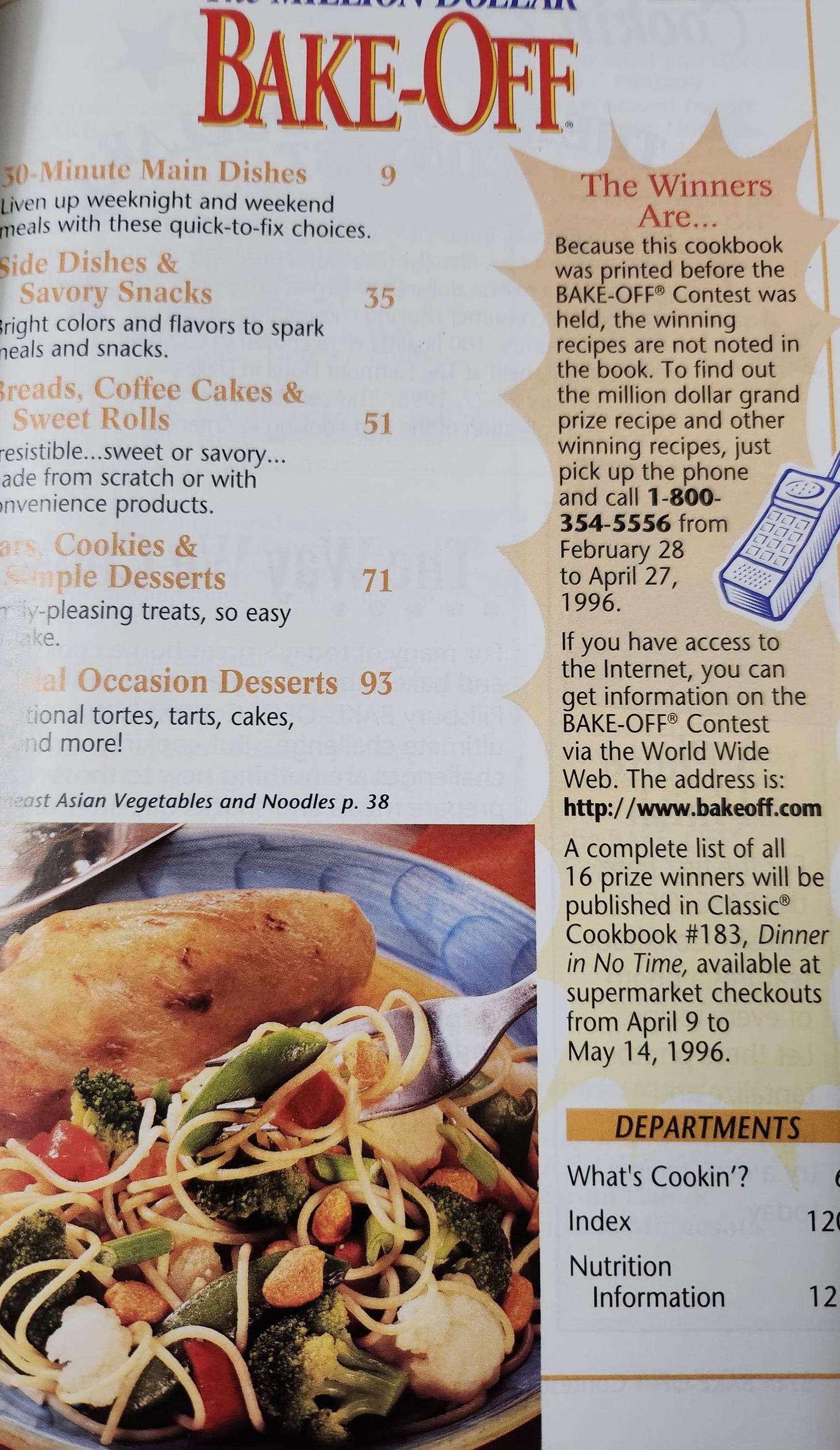 Pillsbury Million Dollar Bake off Recipes 30 Minute Main Dishes Side Dishes Breads Bars Cookues ...