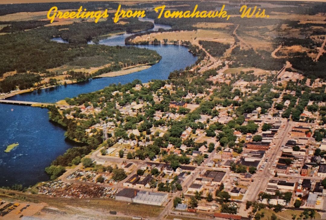Lake Tomahawk Wisconsin 1970's Real Photo Postcard Aerial View - Etsy