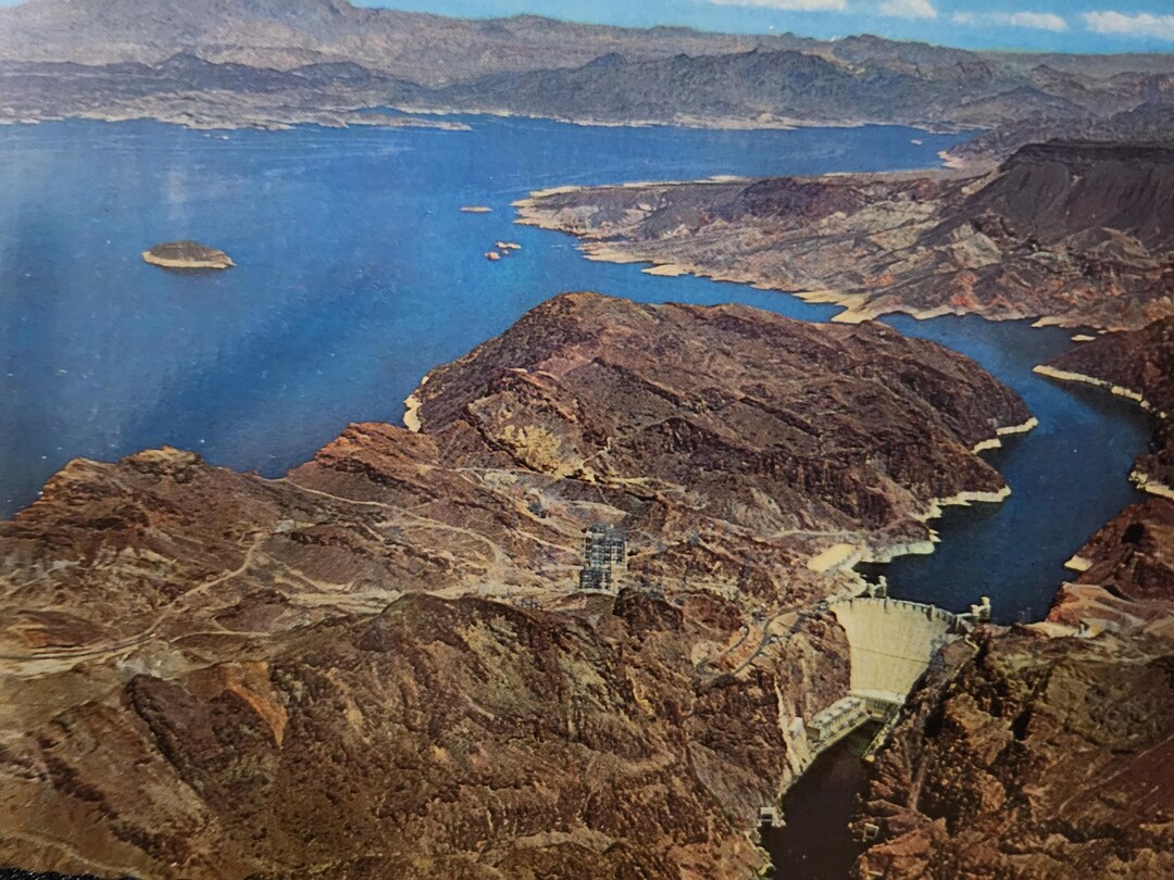 Lake Meade Hoover Dam Aerial View Arizona Real Photo Postcard Unused - Etsy