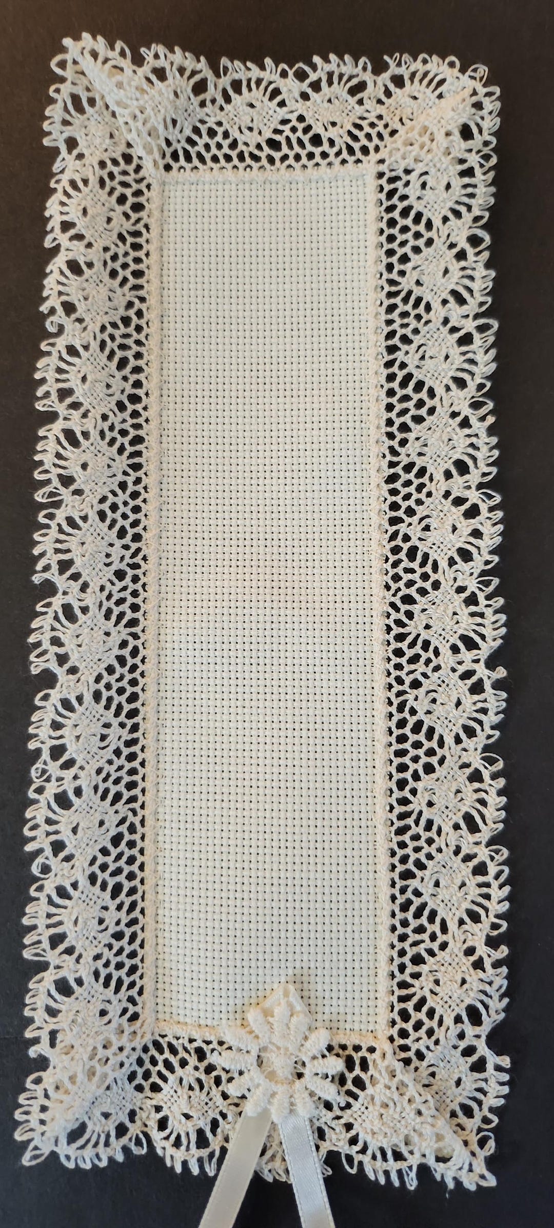 Ivory Bookmark Aida Clth With Lace Edging Read to Embroider or Cross ...
