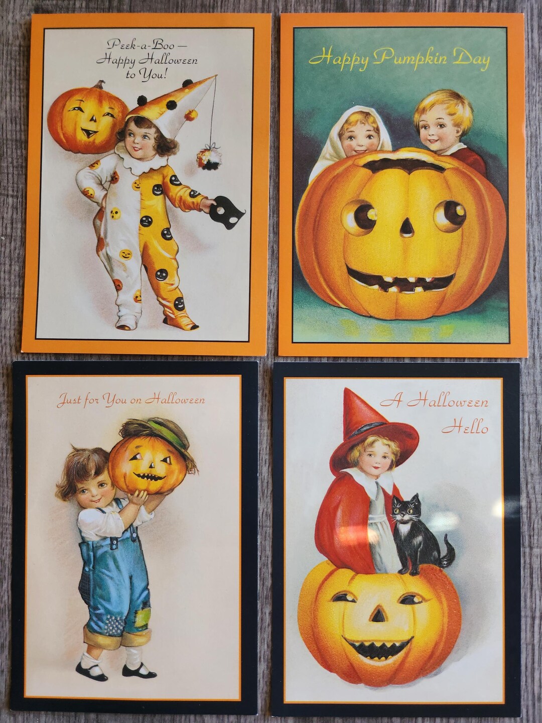 Halloween Reproduction Postcards (4) Children, Witch, Pumpkin, and ...