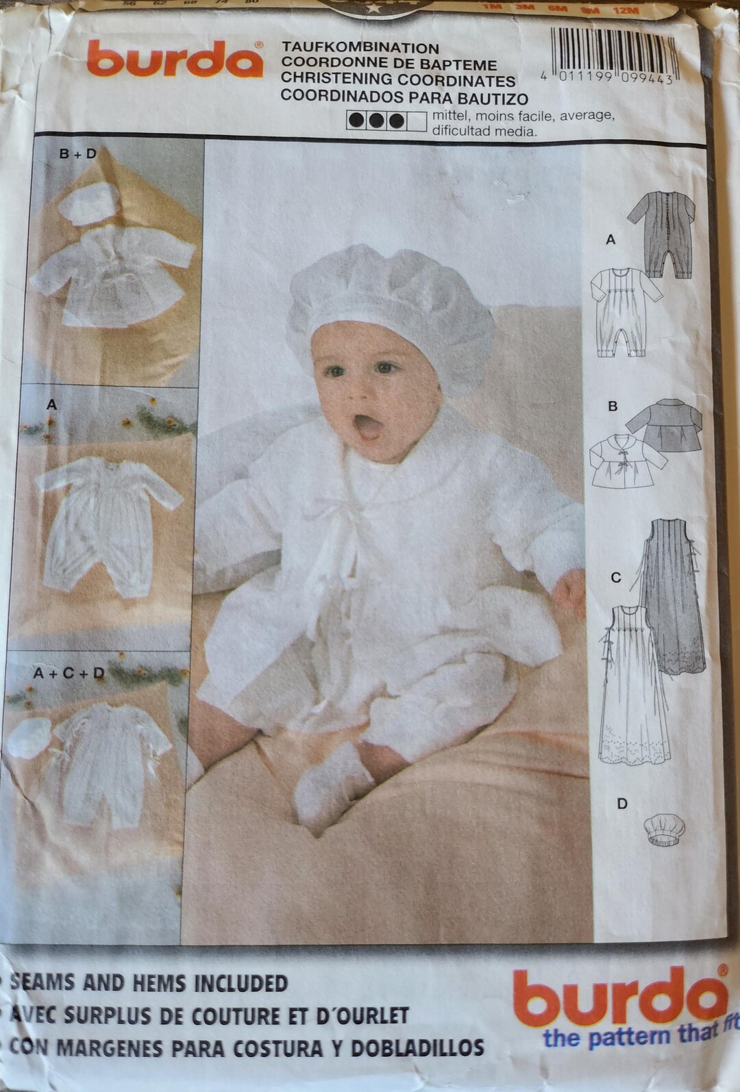 Christening Outfit Sewing Pattern Burda Size 1 Month to 12 Months ...