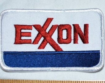 Vintage Exxon Gas Station Red Yellow Embroidered Jacket Shirt Hat Patch ...