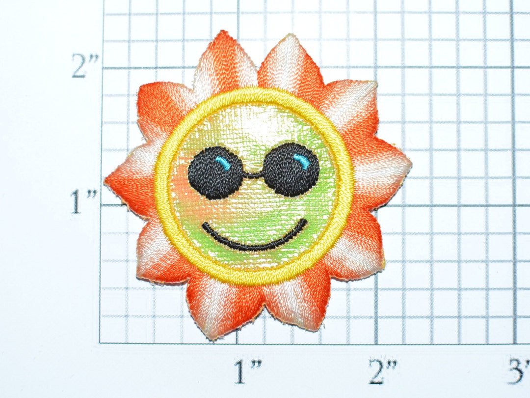 Smiling Sun Shimmering Reflective Vintage Iron-on Embroidered Clothing ...