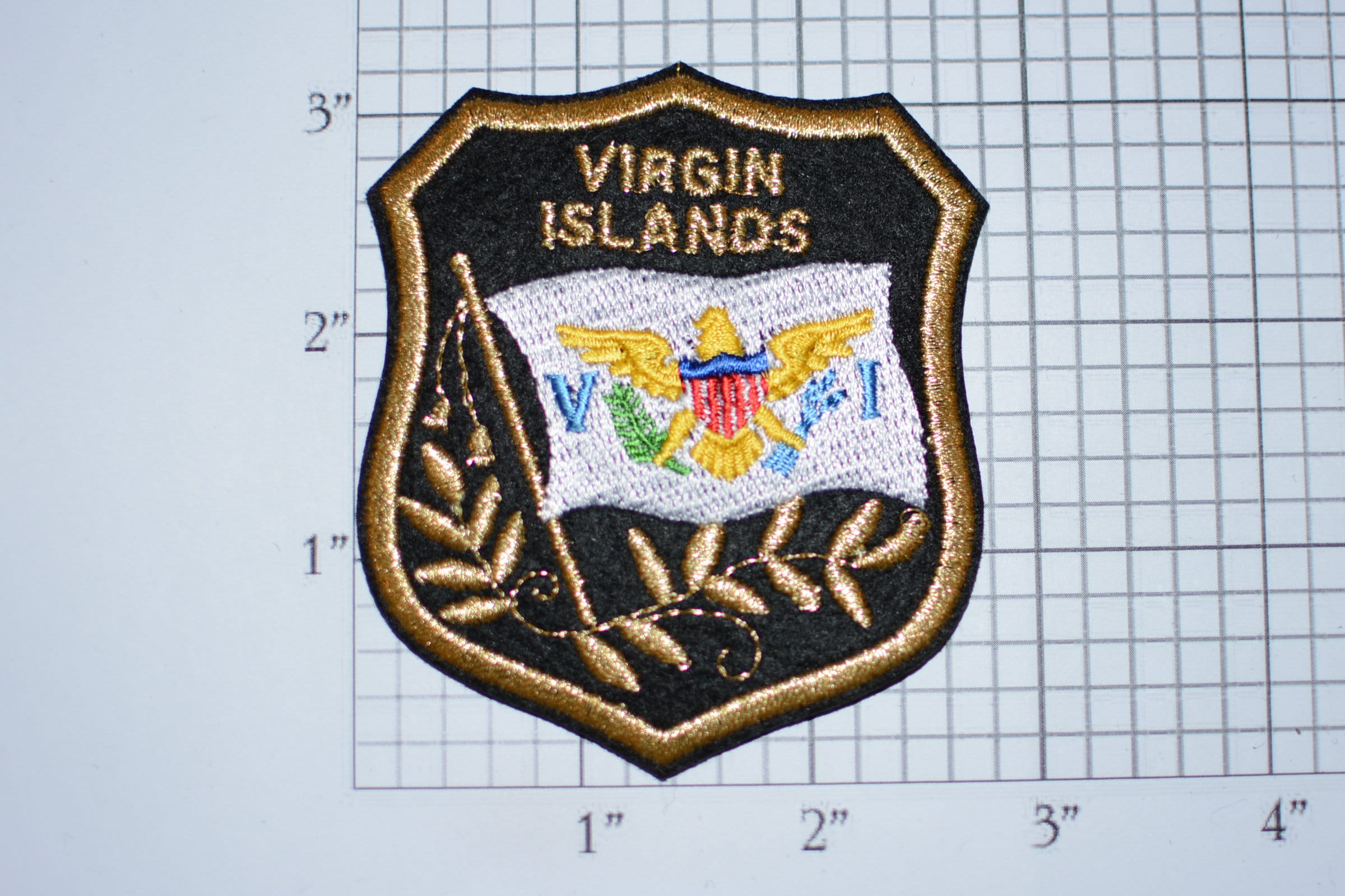 VIRGIN ISLANDS Iron-on Embroidered Clothing Patch Flag Shield Design w ...