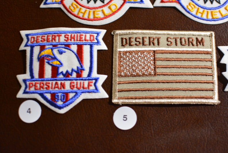 Persian Gulf War Vintage Patches, Desert Shield Storm Military Thunder ...