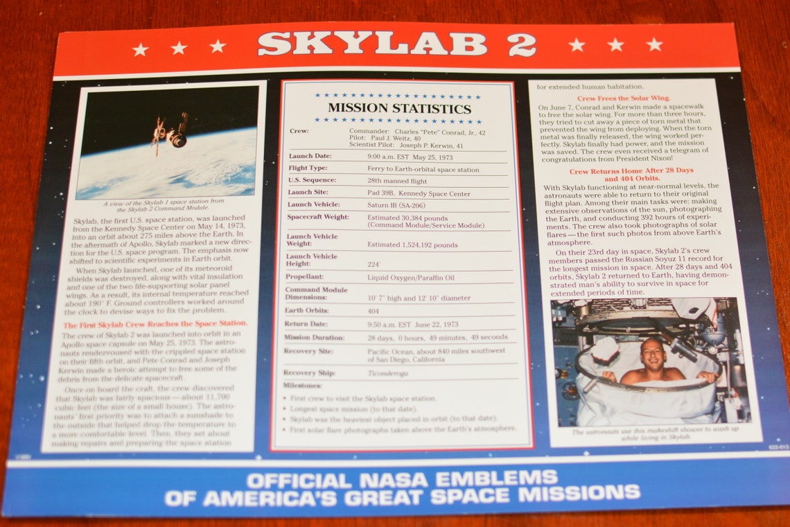 Skylab 2 Conrad Kerwin Weitz DISCONTINUED Mint NASA Space - Etsy