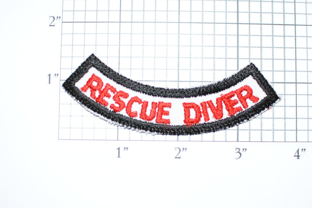 Rescue Diver, Bottom Rocker Iron-on Vintage Embroidered Clothing Patch ...