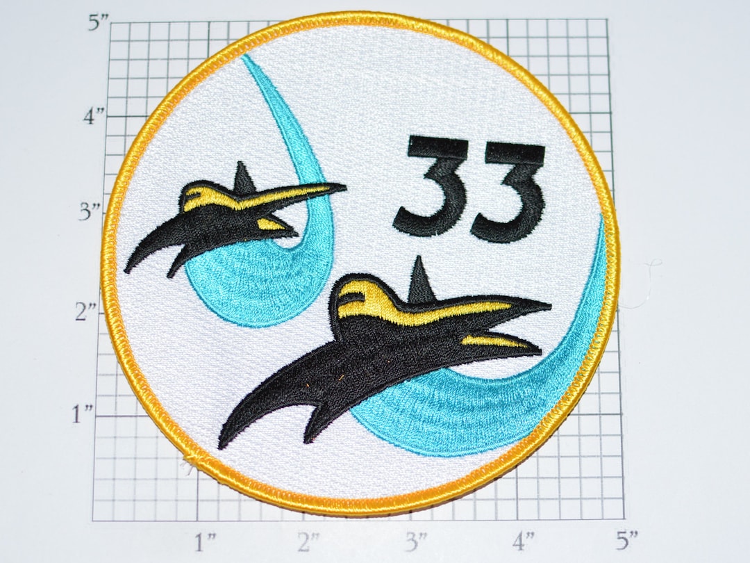 USAF 33 Cadet Squadron CS-33 5 Inch LARGE Iron-on Vintage Patch Black ...