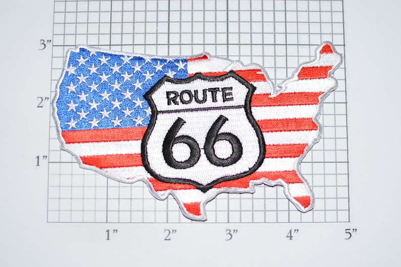 USA Flag Map Outline ROUTE 66 Larger Iron-on Embroidered - Etsy