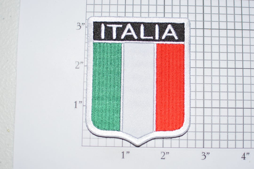 ITALIA Flag Shield Iron-on Embroidered Clothing Patch for Jacket Vest ...