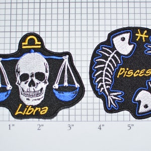 Skeleton Astrology Zodiac Birth Sign Iron-on Embroidered Clothing Patch ...