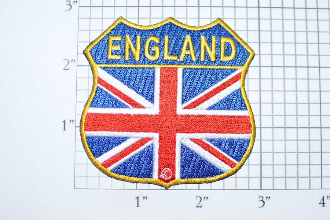 ENGLAND Flag Shield Iron-on Embroidered Clothing Patch for Jean Jacket ...