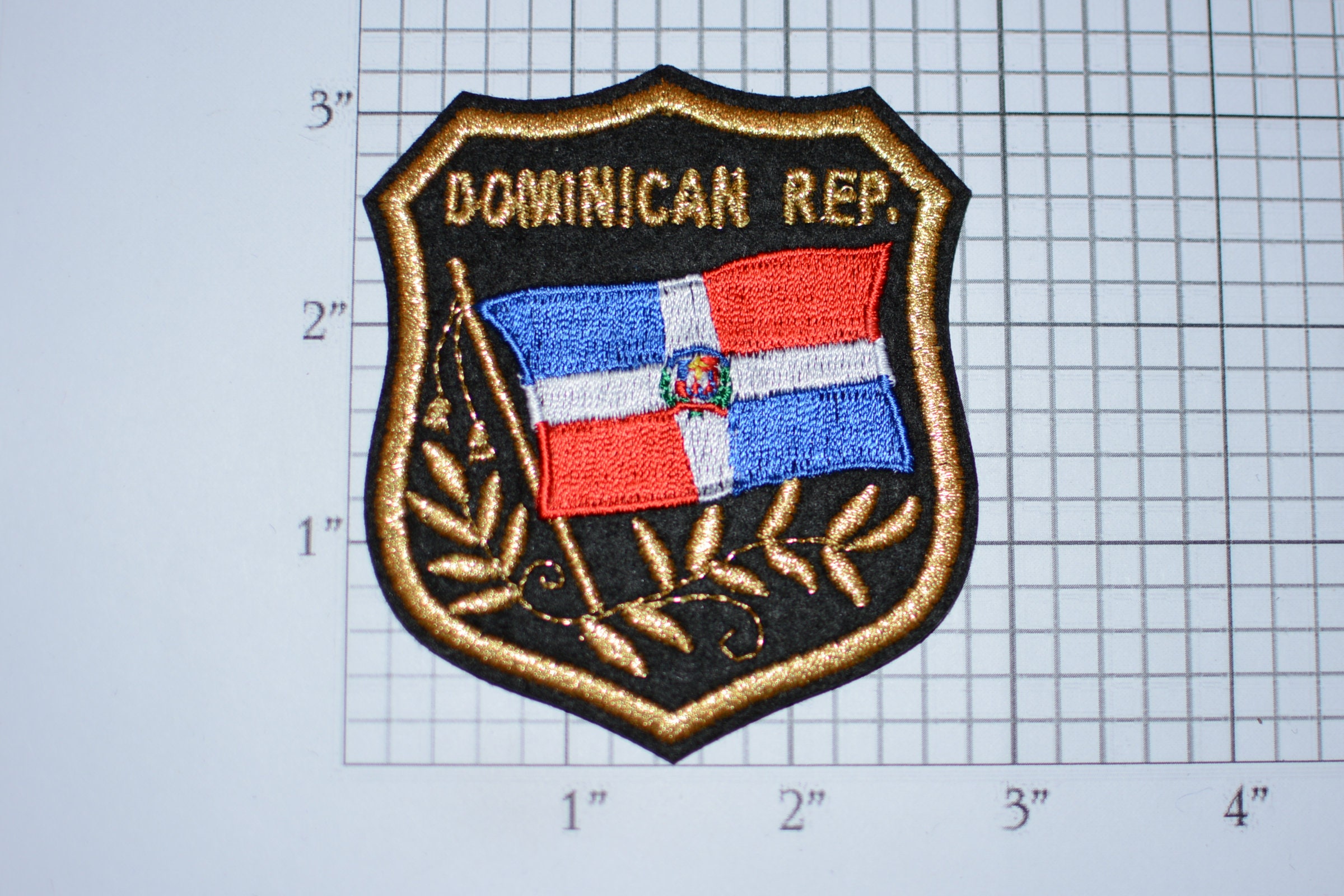 DOMINICAN REP Iron-on Embroidered Clothing Patch Flag Shield Design w ...