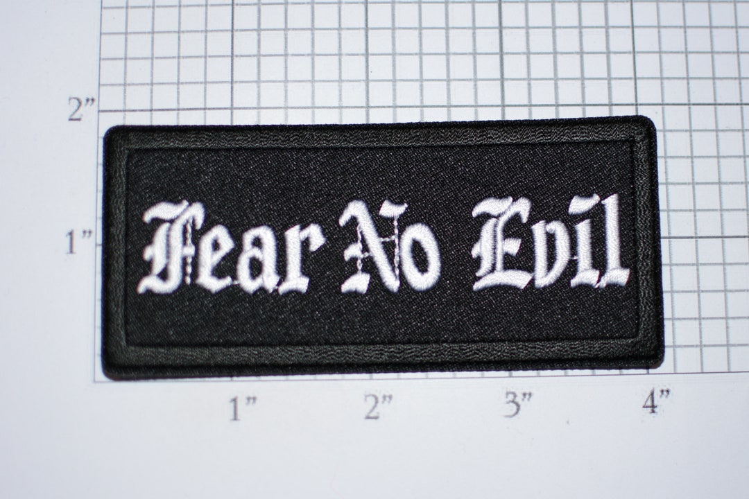 Fear No Evil Text Iron-on Embroidered Clothing Patch Biker Jacket Vest ...