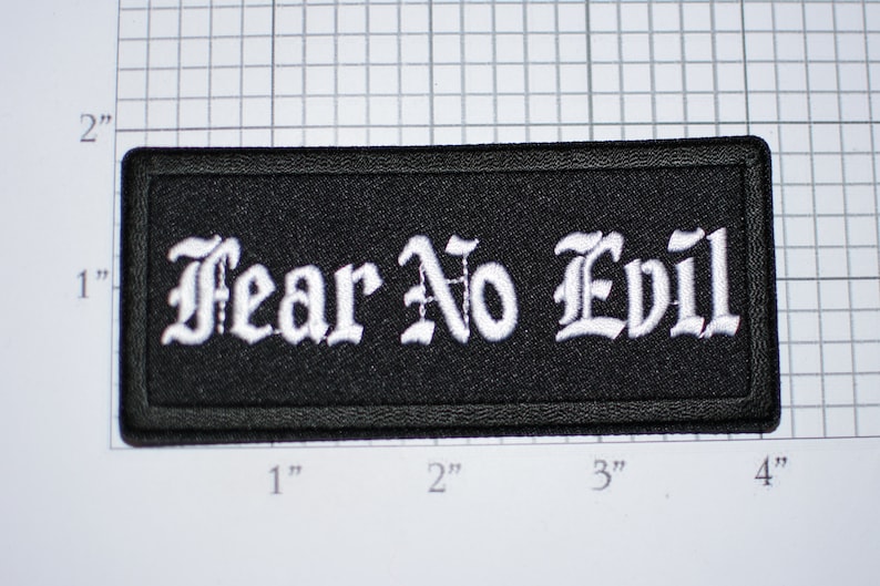 Fear No Evil Text Iron-on Embroidered Clothing Patch Biker Jacket Vest ...