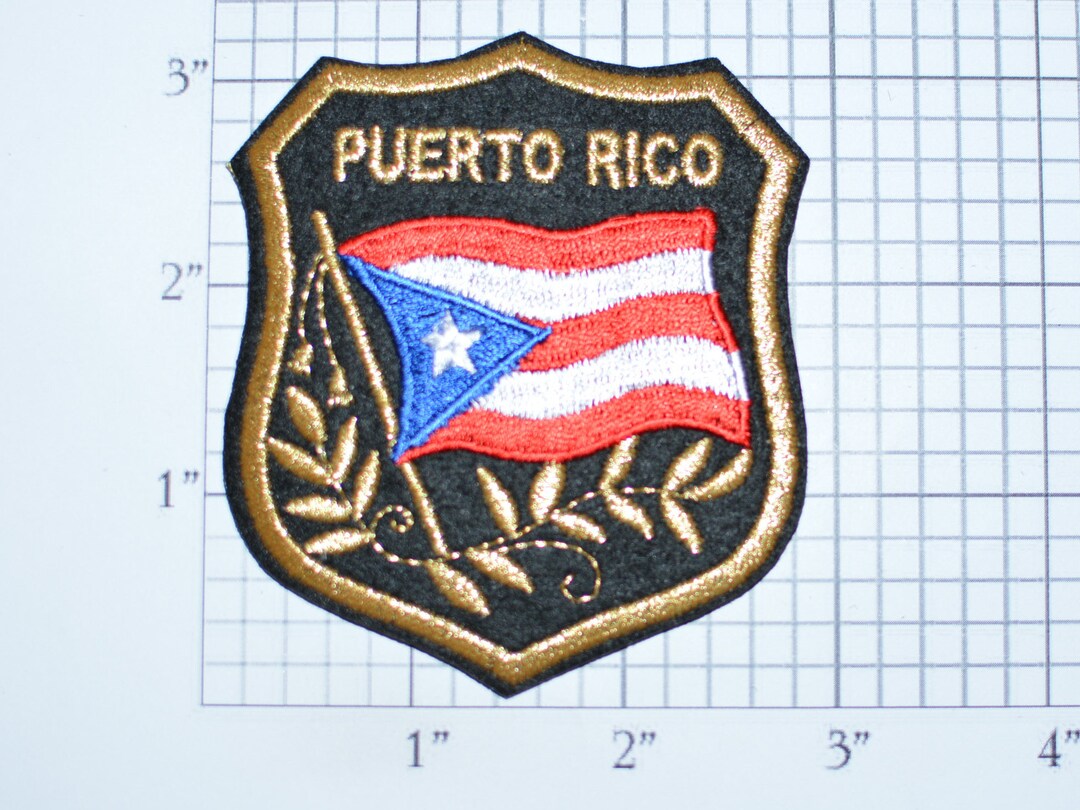 PUERTO RICO Iron-on Embroidered Clothing Patch Flag Shield Design W ...