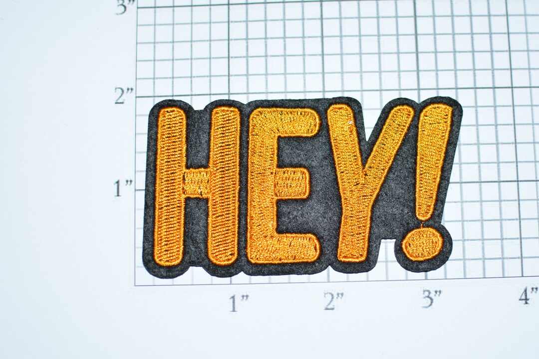 HEY! Yellow Text Iron-on Embroidered Clothing Patch for Jean Jacket ...