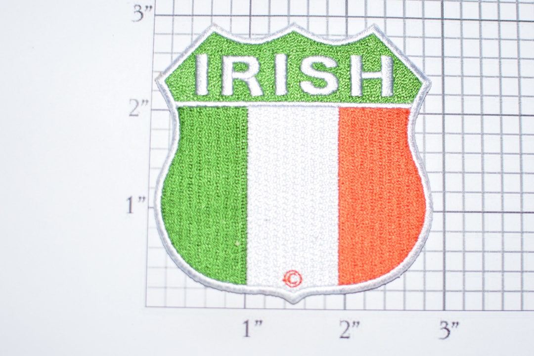 IRISH Flag Shield Iron-on Embroidered Clothing Patch for Jacket Vest ...