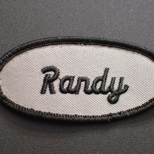 Black Iron-on Name Patch on Gray Background Vintage Embroidered ...