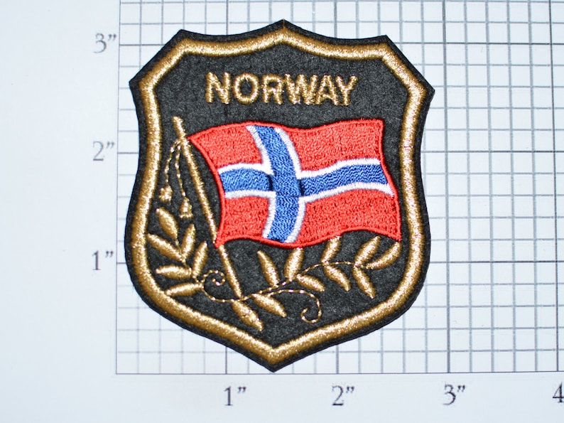 NORWAY Iron-on Embroidered Clothing Patch Flag in Shield - Etsy