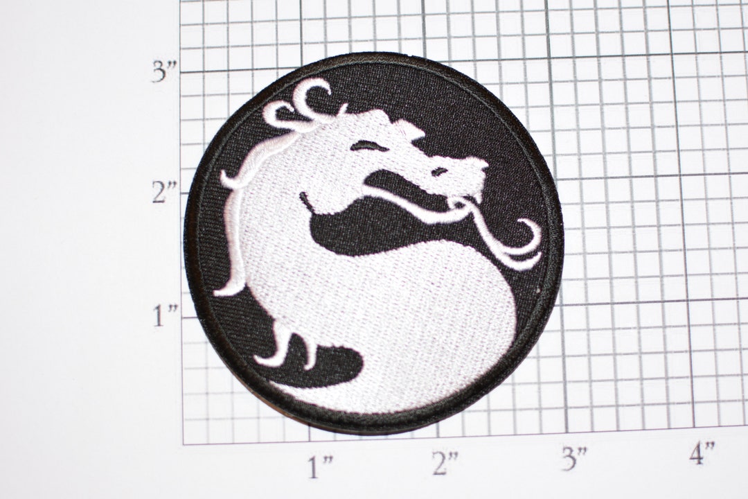 Silver on Black Dragon Iron-on Embroidered Clothing Patch for ...