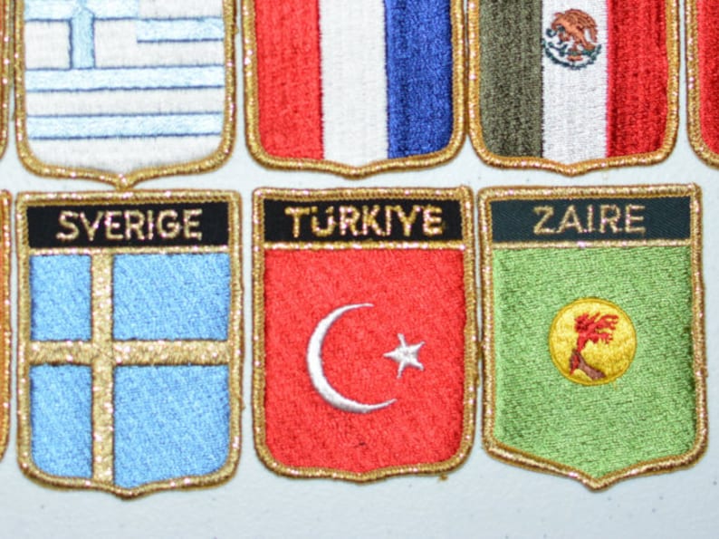 World Travel Patches Vintage Embroidered Patch Gold Threading Sew-on ...