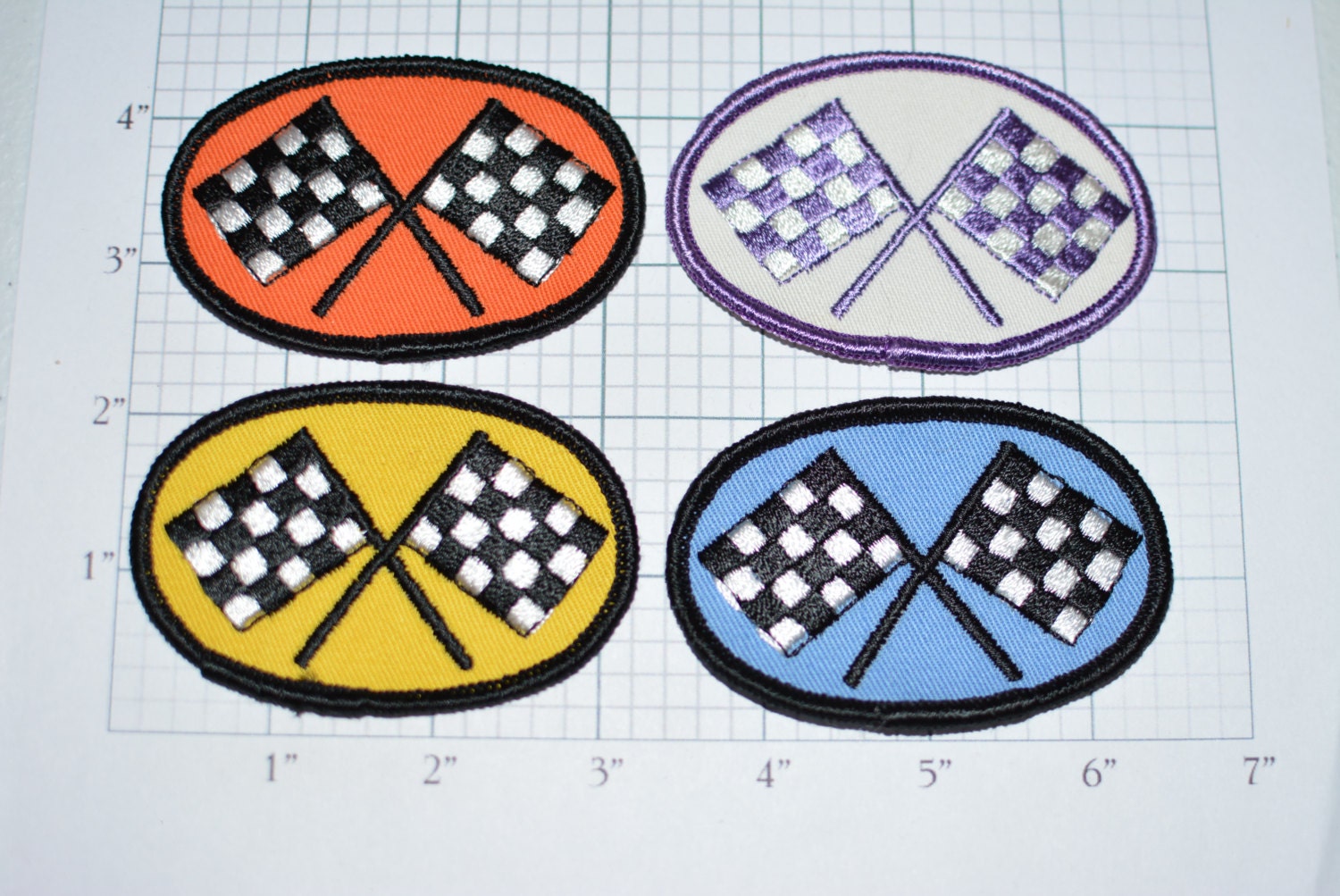 Racing Checkered Flag Vintage Sew-on Patch Oval choose - Etsy