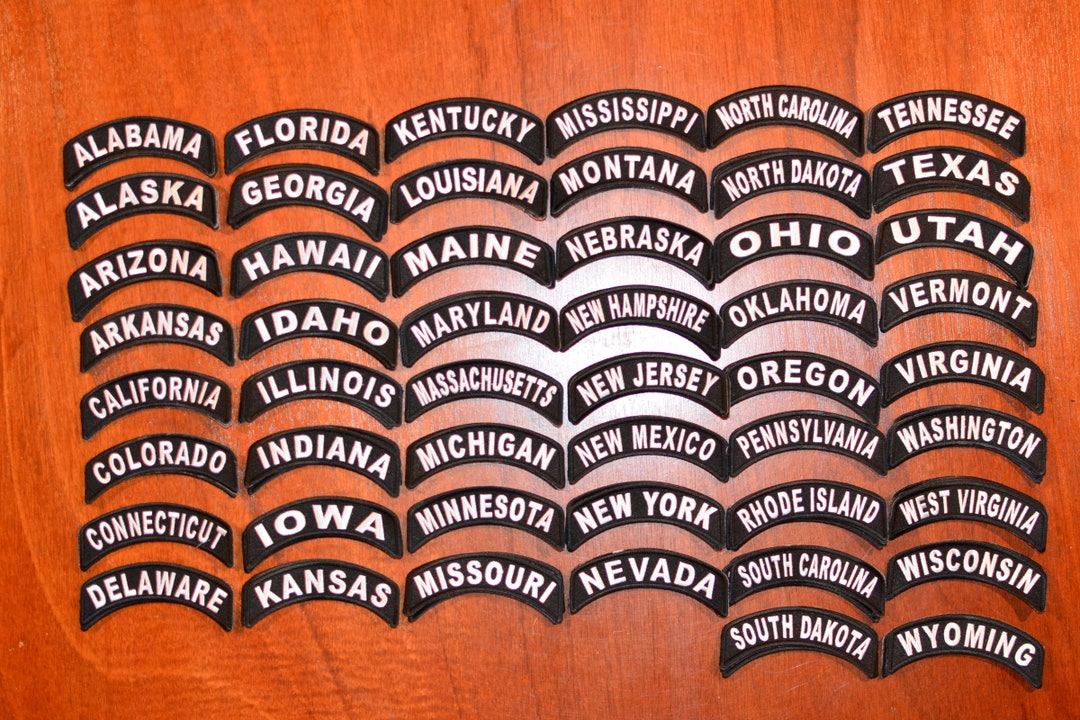 US States Biker Jacket Vest Iron-on Rocker Patch Location Tab Delaware ...