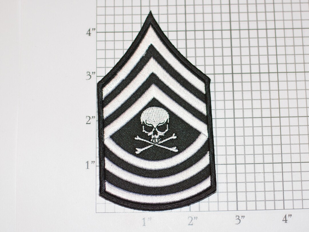 Skull Crossbones Chevron "master Sergeant Rank" Embroidered Iron-on ...