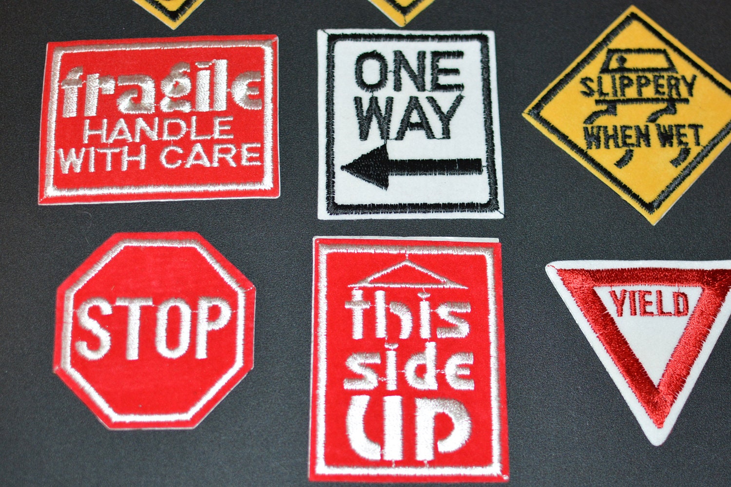 Traffic Road & Warning Signs Embroidered Vintage Patches Jacket Patch ...
