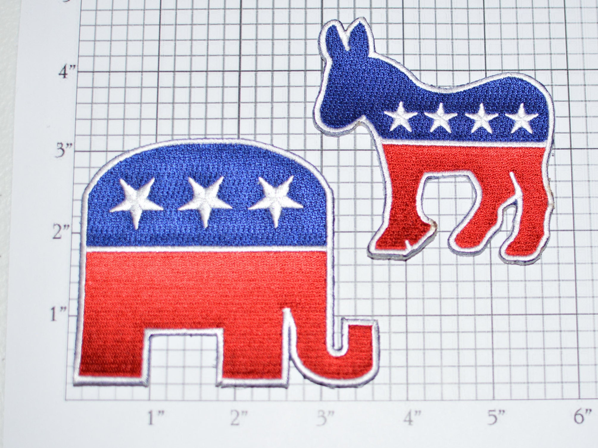 Political Parties Embroidered Iron-on Patches Democrat Donkey ...