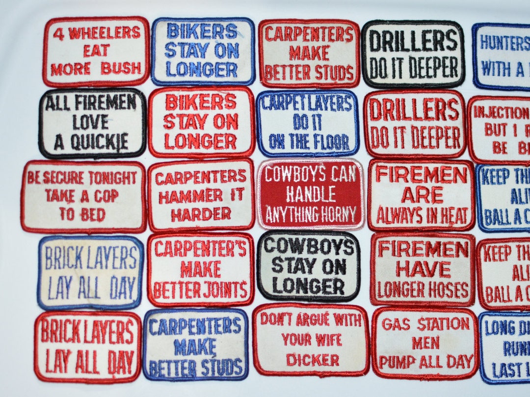 Sexual Innuendo Patches, Naughty Vintage Patch Double Meaning ...