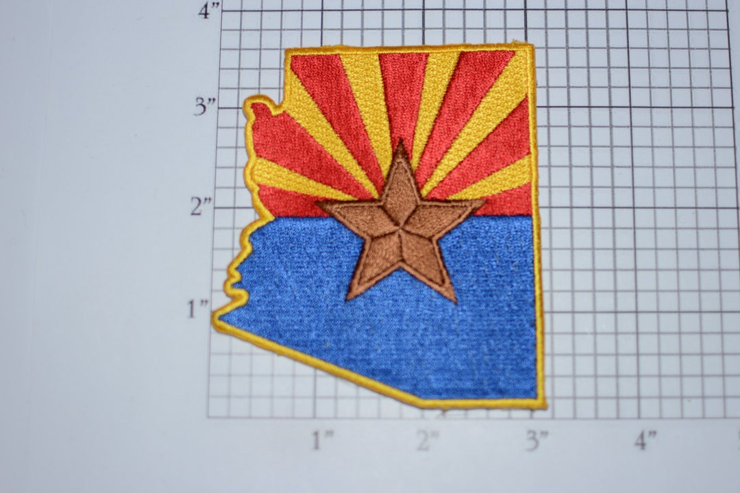 ARIZONA Outline State Flag Colors Iron-on Embroidered Clothing Patch ...