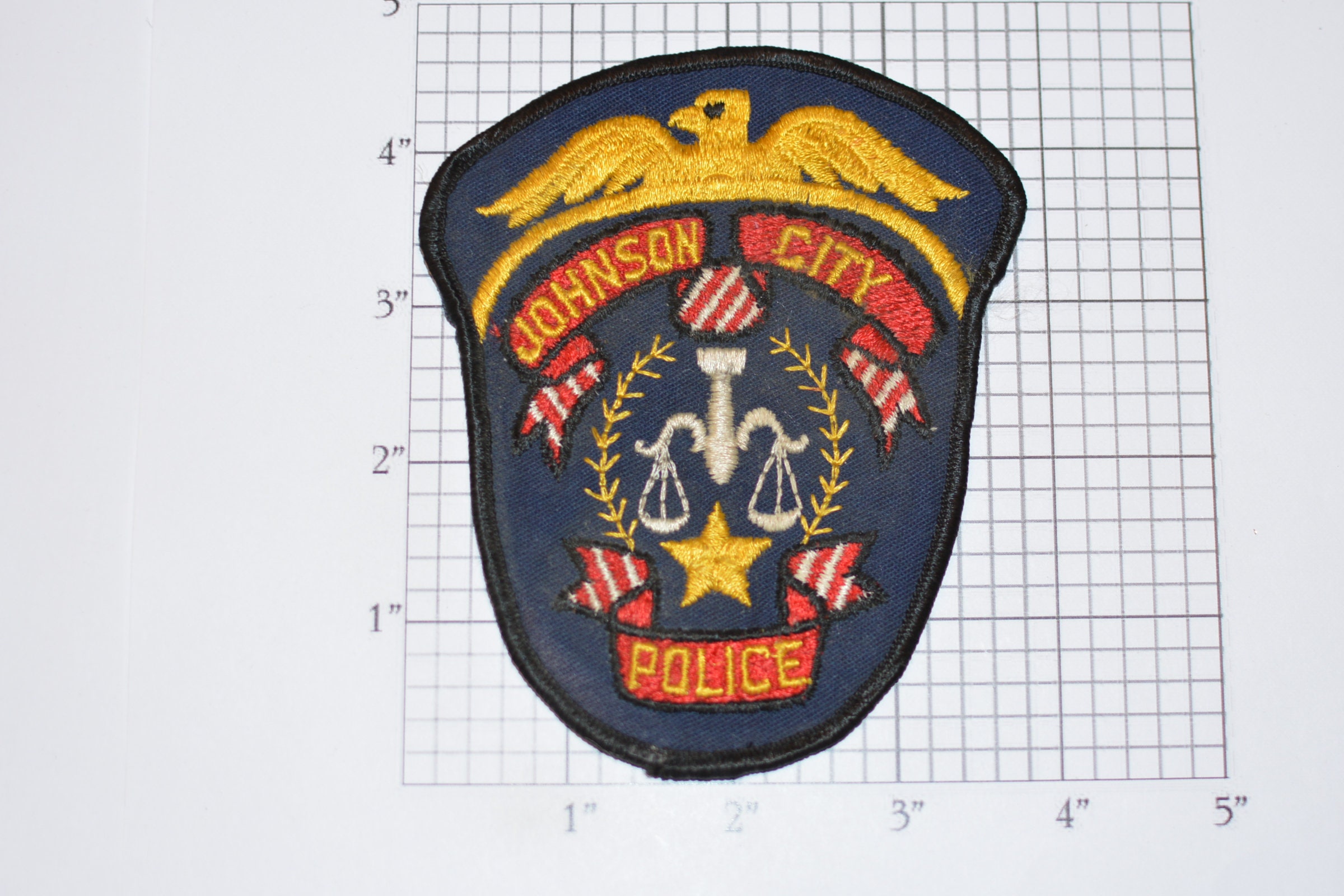 Johnson City Police Sew-On Vintage Embroidered Clothing Patch (Dingy ...
