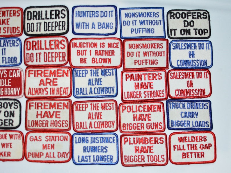 Sexual Innuendo Patches, Naughty Vintage Patch Double Meaning ...