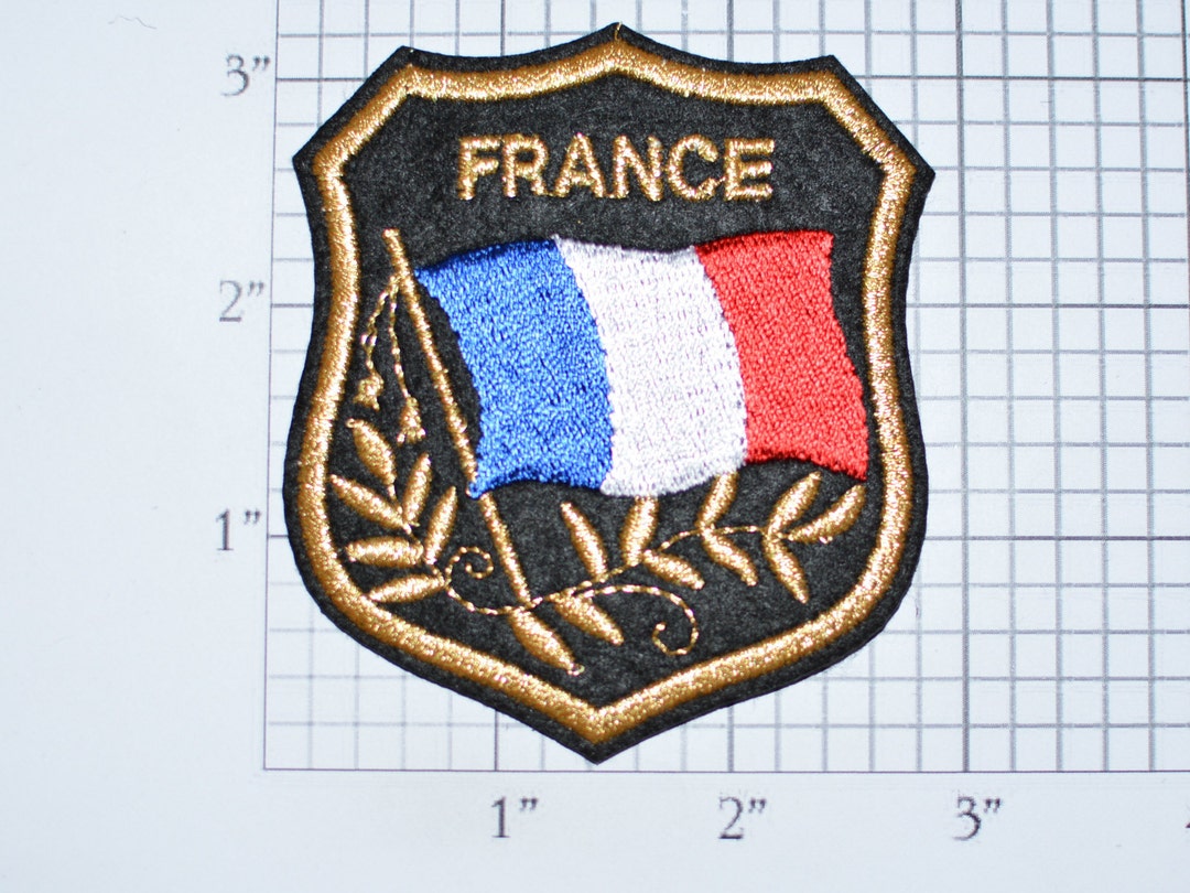 FRANCE Iron-on Embroidered Clothing Patch Flag in Shield Design W ...