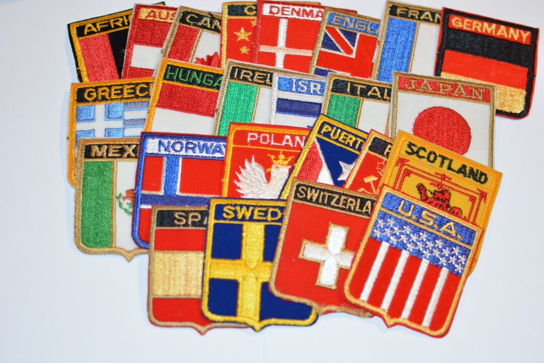 Country Flag / Shield Vintage Embroidered Patches (each Sold Separately ...