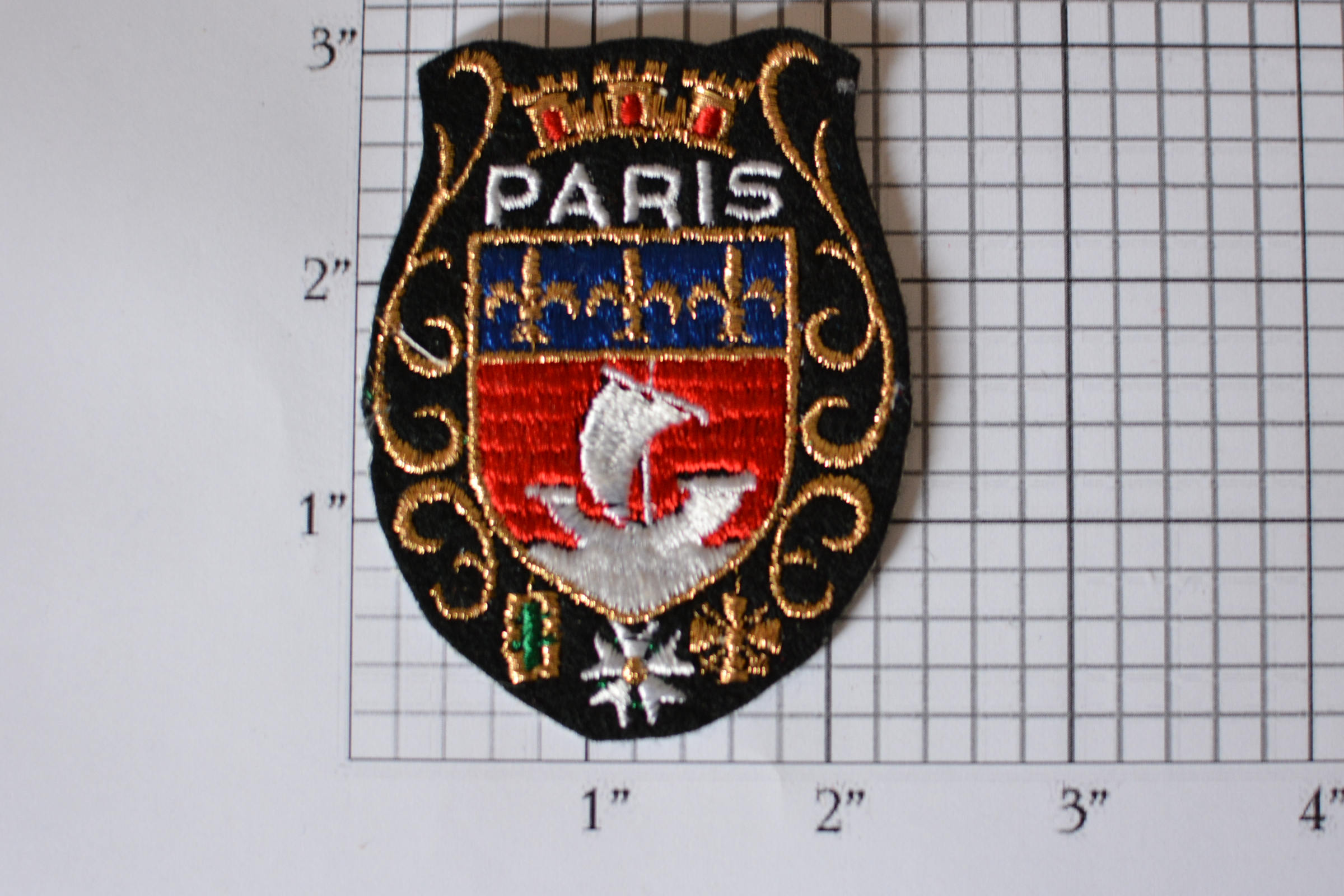 Paris France Sew-On Vintage Travel Patch - Metallic Gold Thread Trip ...