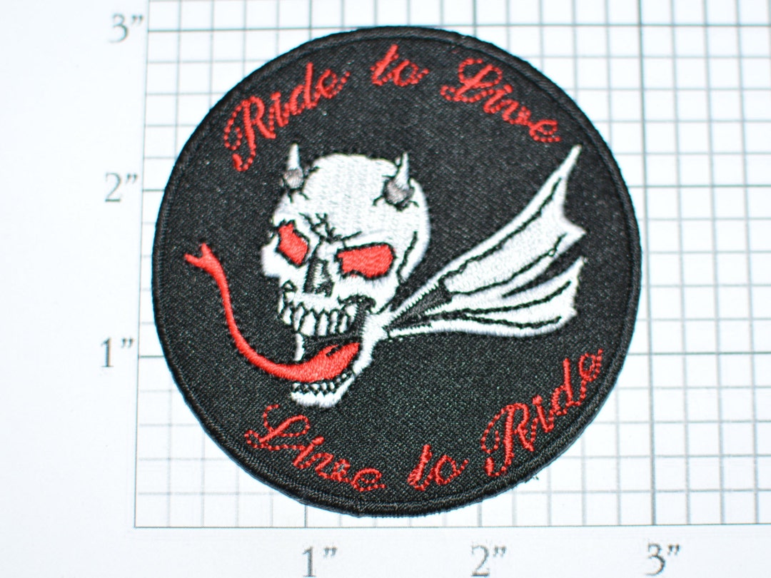 VERY RARE Ride to Live, Live to Ride Devil / Demon Skull Wings Horns ...