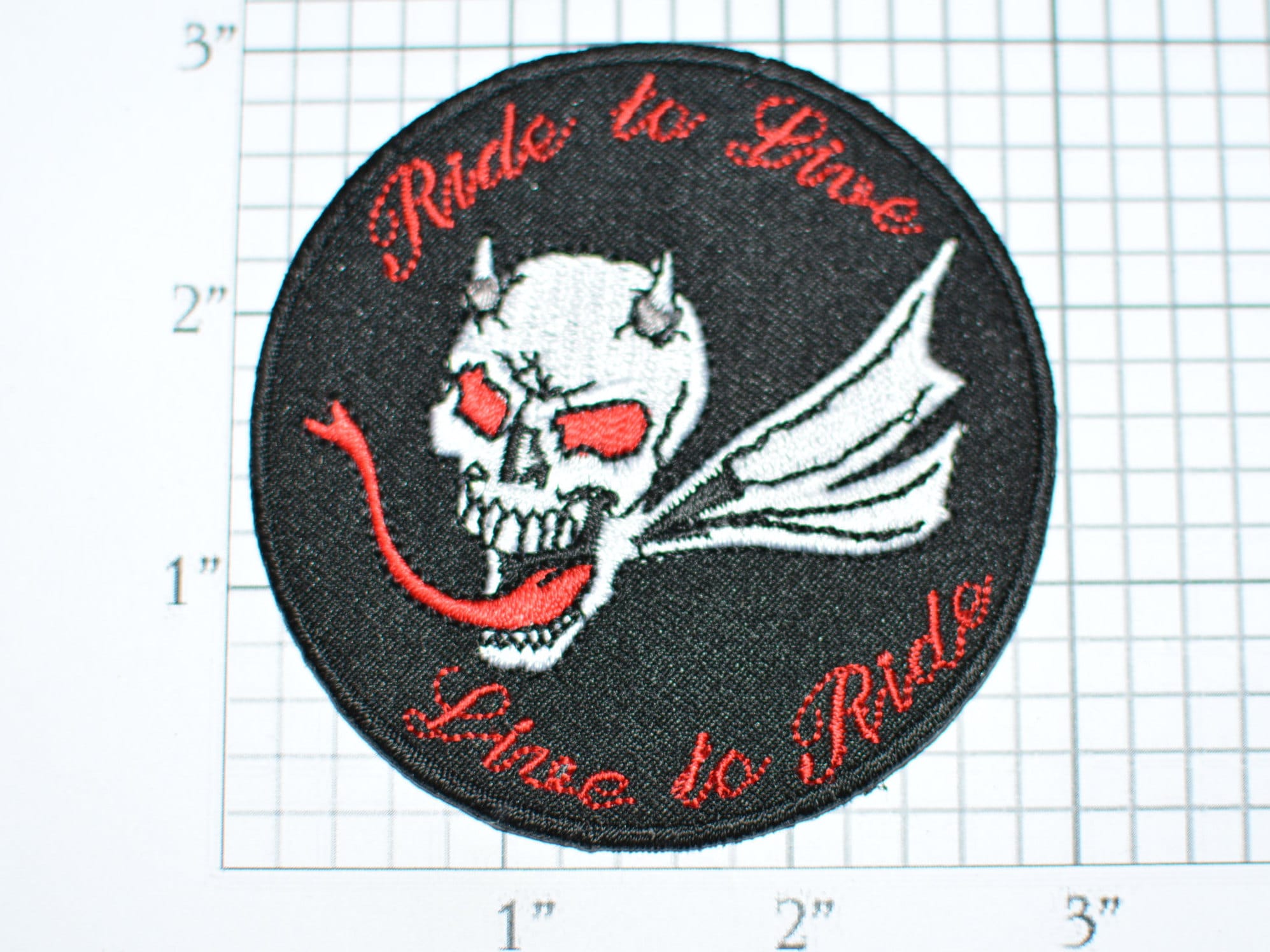 VERY RARE Ride To Live, Live to Ride Devil / Demon Skull Wings Horns ...
