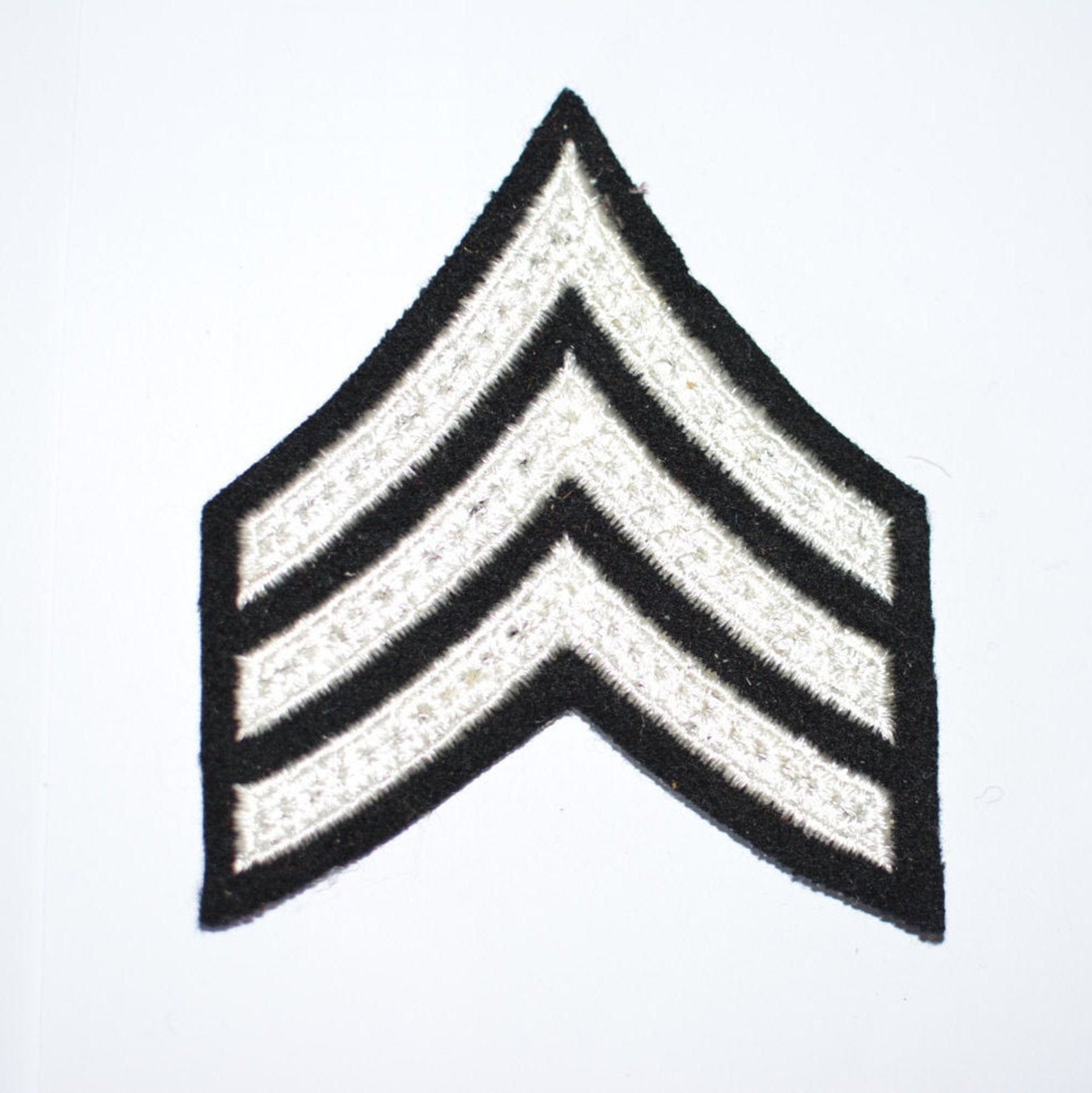 Sergeant Rank Chevrons Sew-on Patch Silver on Black | Etsy
