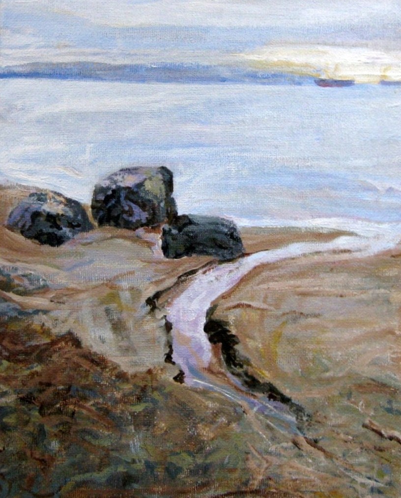 Original Acrylic Painting of Rocks by the Seashore - Etsy