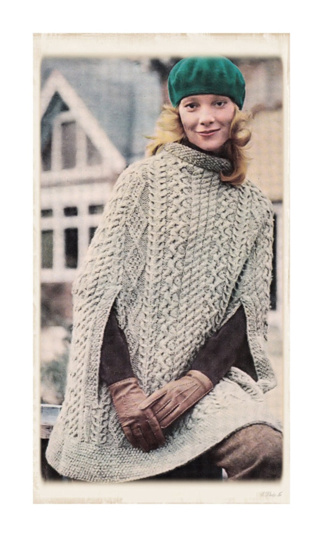 INSTANT DOWNLOAD PDF, 70's Knitting Pattern Irish Aran Poncho Cape ...