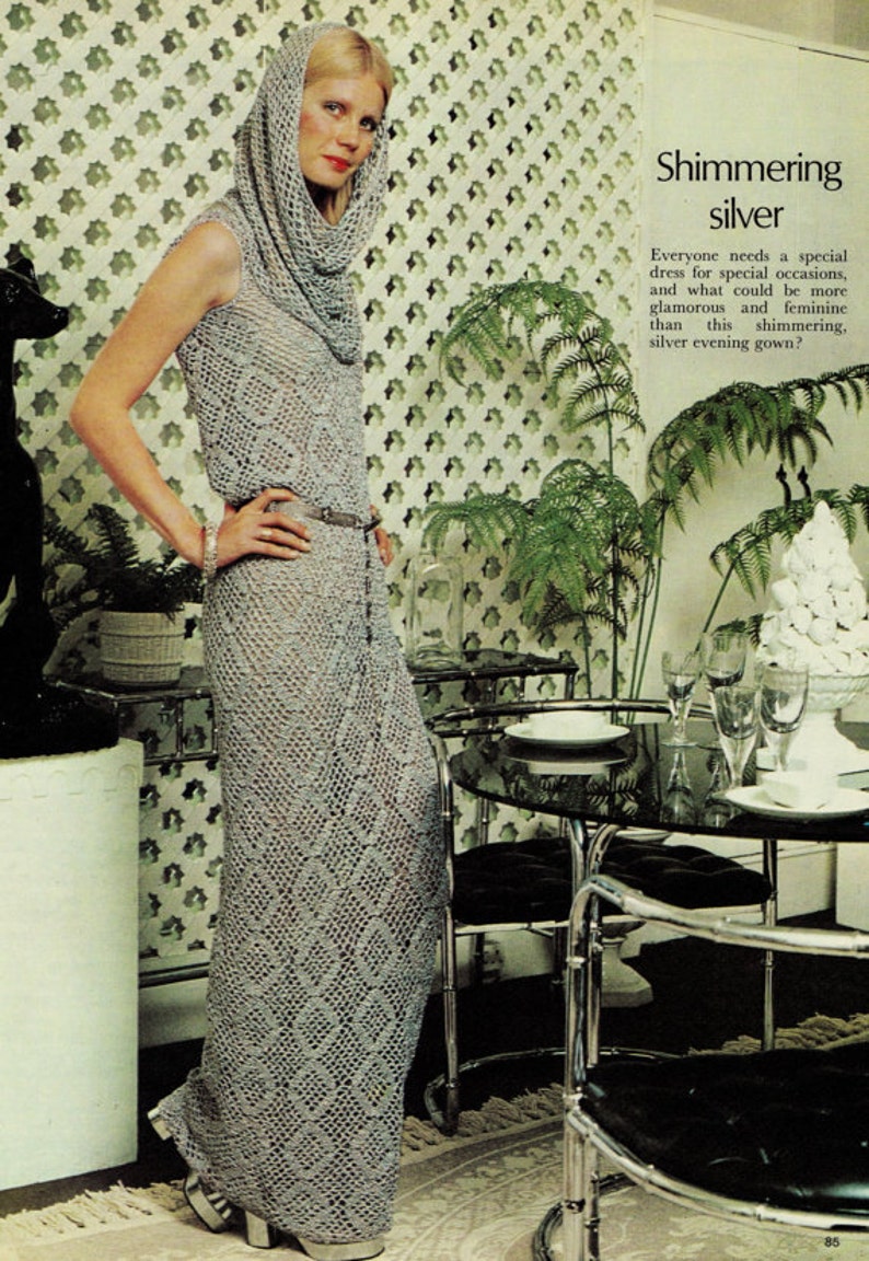 INSTANT DOWNLOAD PDF, Crochet Dress Pattern, Silver Maxi Dress Pattern ...