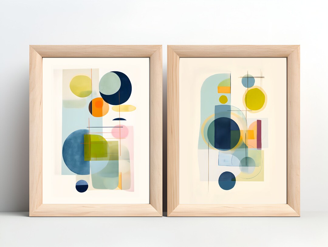 Modern Abstract Geometric Decor Prints | Set of 2 Digital Print Bundle ...