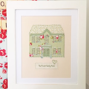 Framed Personalised Stitched House Picture - New Home Gift/housewarming ...